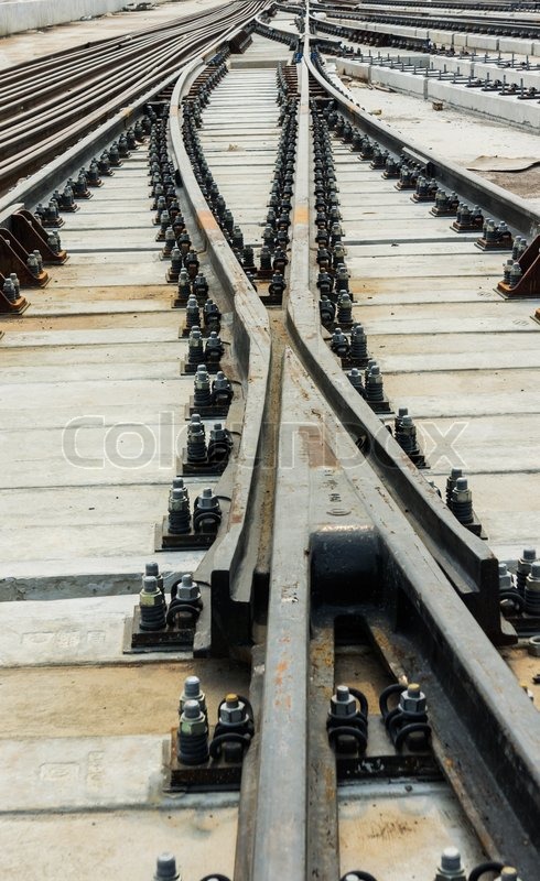 The rail installation on the concrete ... | Stock image | Colourbox