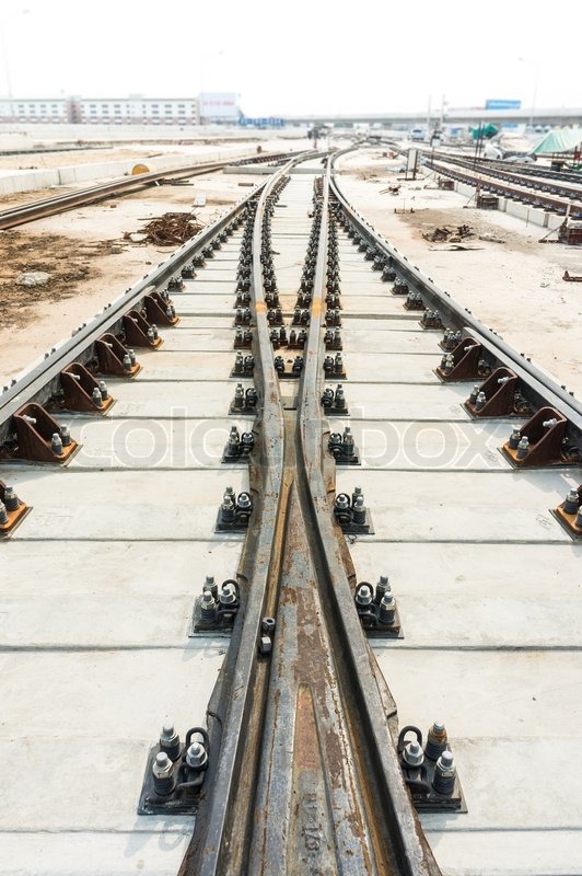 The rail installation on the concrete ... | Stock image | Colourbox