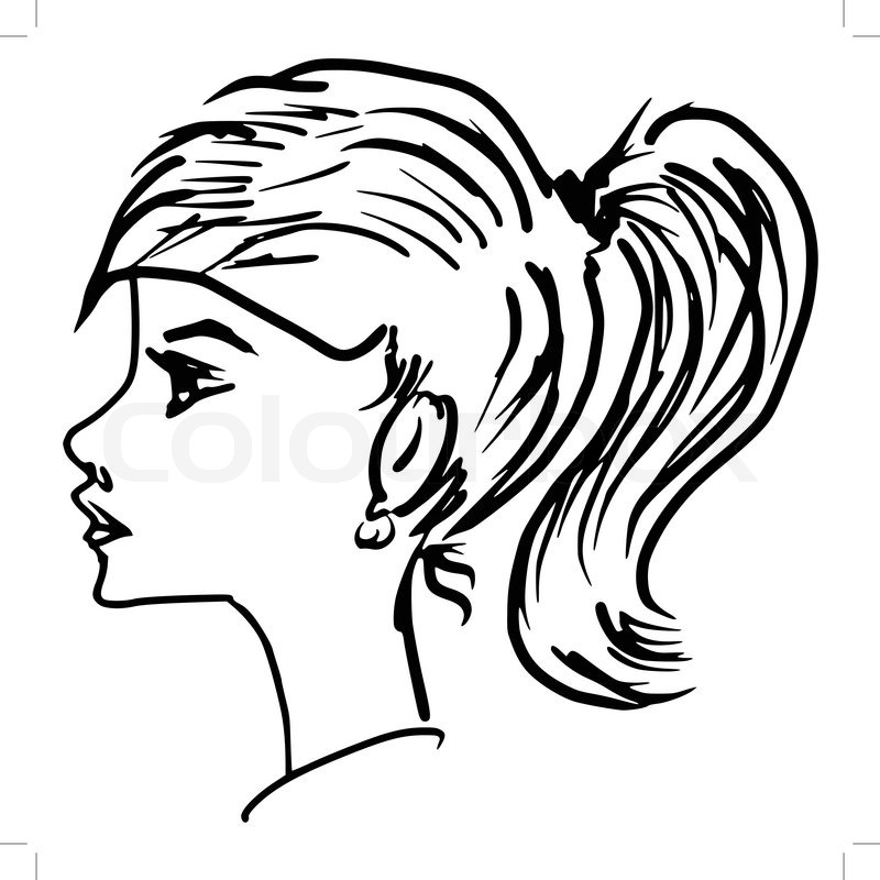 Girl Side Profile Sketch