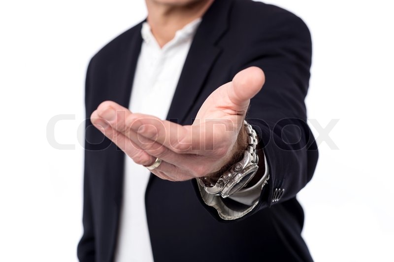 Cropped image of man extending hand | Stock image | Colourbox