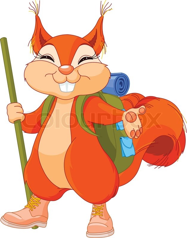 Illustration of cute squirrel walks to ... | Stock vector | Colourbox