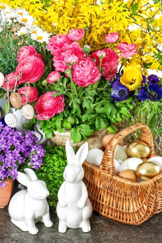 Easter decoration with spring flowers, ... | Stock image | Colourbox