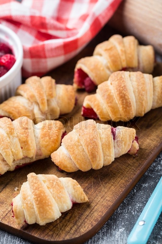Fresh homemade mini croissants stuffed ... | Stock image | Colourbox