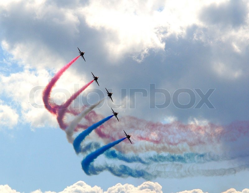 Low angle view of fighter planes flying ... | Stock image | Colourbox