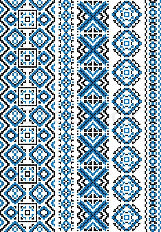 Ethnic embroidery patterns and borders ... | Stock vector | Colourbox