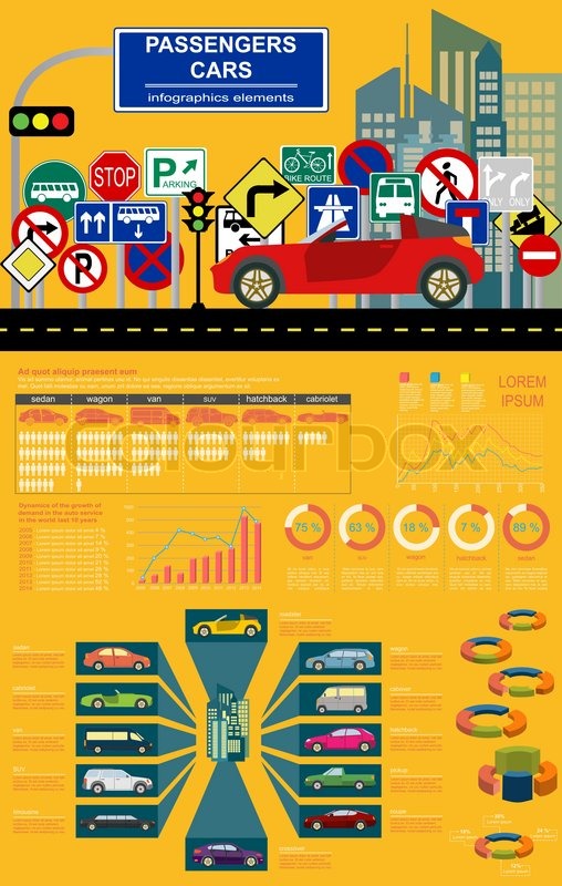 Passenger car, transportation ... | Stock vector | Colourbox