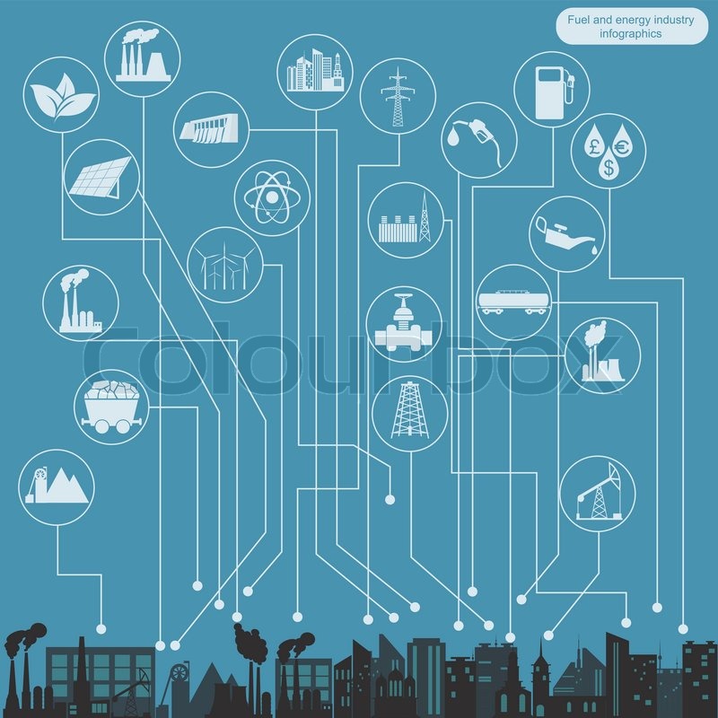 Fuel and energy industry infographic, ... | Stock vector | Colourbox