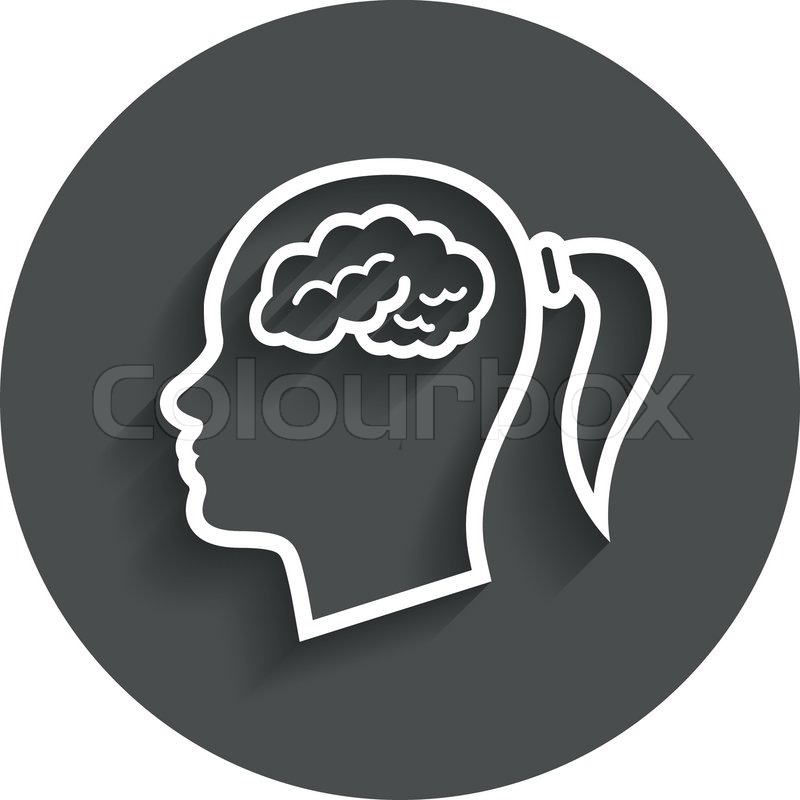 Head with brain sign icon. Female ... | Stock vector | Colourbox