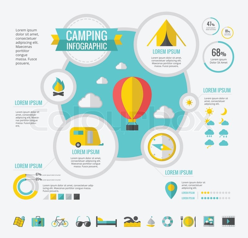 Camping Infographic Template. Vector ... | Stock vector | Colourbox