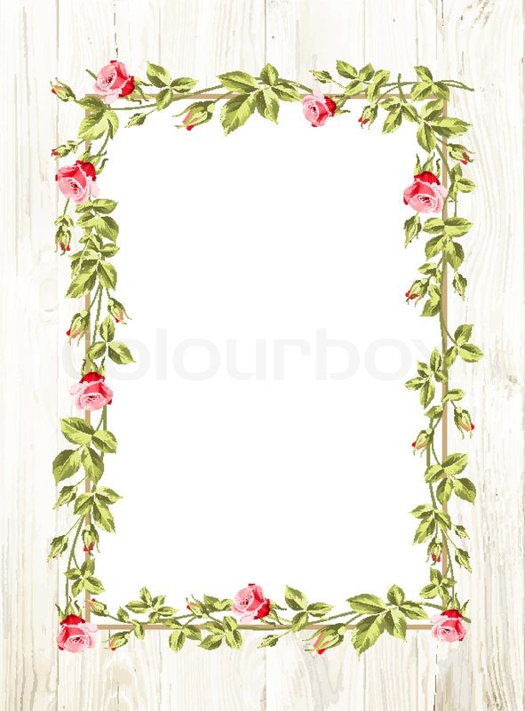 Wedding flower frame with flowers over ... | Stock vector | Colourbox