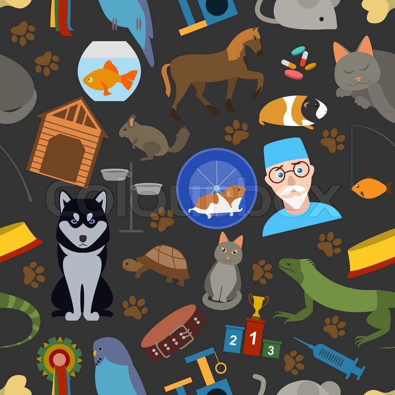 Domestic pets background. Pattern. ... | Stock vector | Colourbox