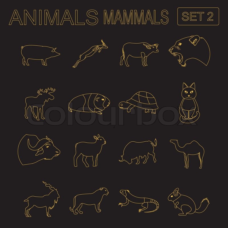 Animals mammals icon set. Vector flat style. Vector illustration ... Animals mammals icon set. Vector flat style. Vector illustration ...