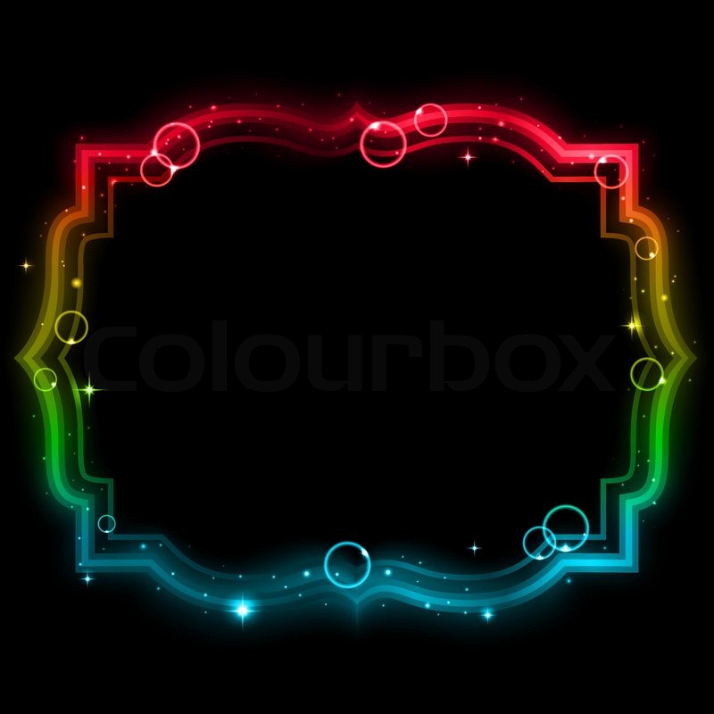 Glowing frame on a black background. ... | Stock vector | Colourbox