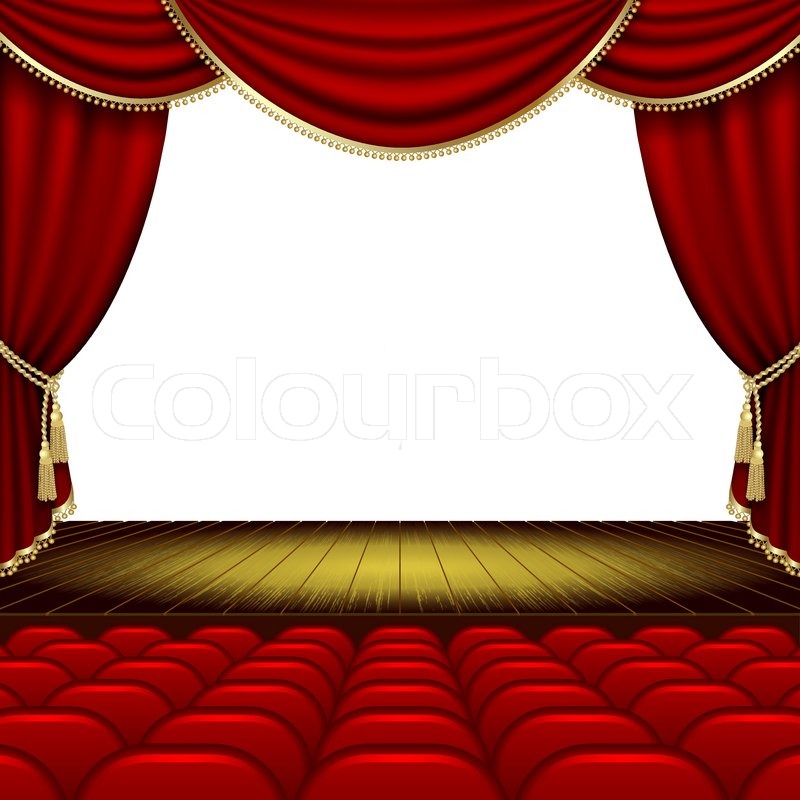 Theater stage with red curtain. ... | Stock vector | Colourbox