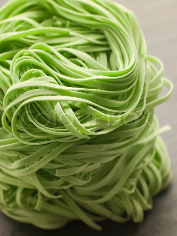 Close up of Stack of Spinach Noodles | Stock Photo | Colourbox