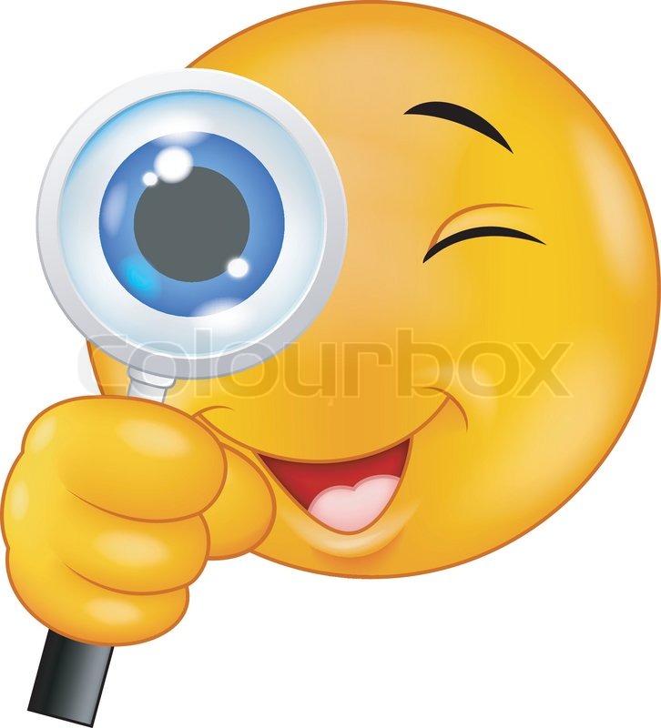 Vector illustration of Emoticon cartoon holding a magnifying glass ...
