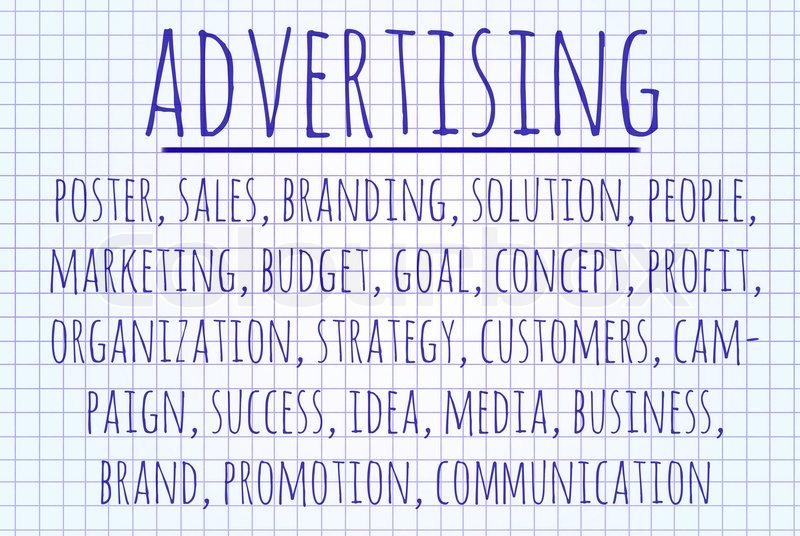 Advertising word cloud written on a ... | Stock Photo | Colourbox