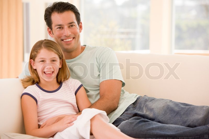 Cuddling, father, daughter | Stock Photo | Colourbox