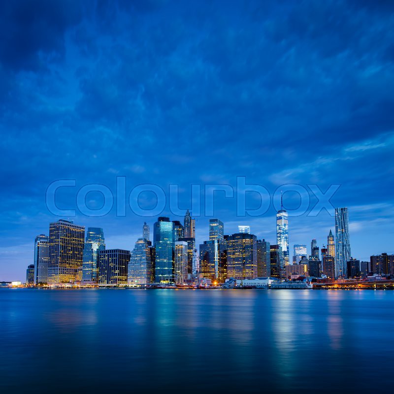 New York City - Lower Manhattan in blue ... | Stock image | Colourbox
