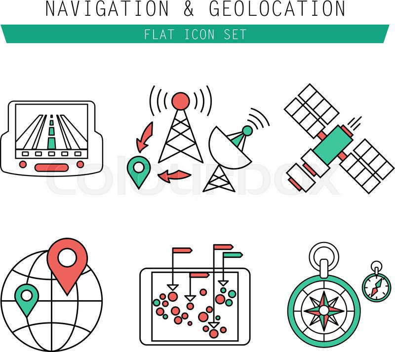 Different navigation icons set with ... | Stock vector | Colourbox