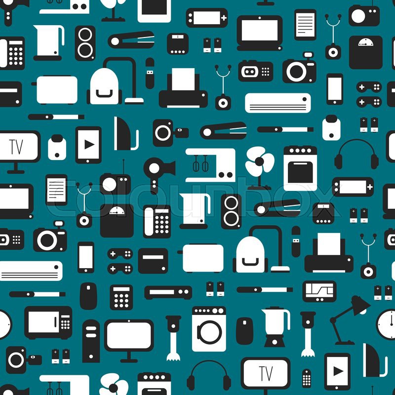 Seamless pattern of electronic devices ... | Stock vector | Colourbox