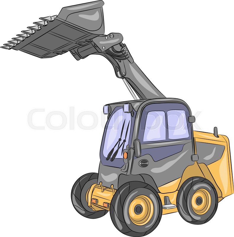 Compact mini loader with raised bucket ... | Stock vector | Colourbox