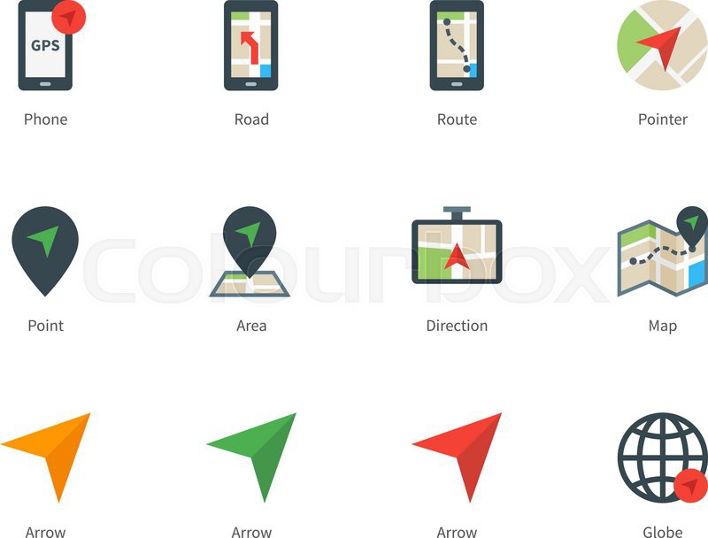 Pictogram collection of navigation and ... | Stock vector | Colourbox