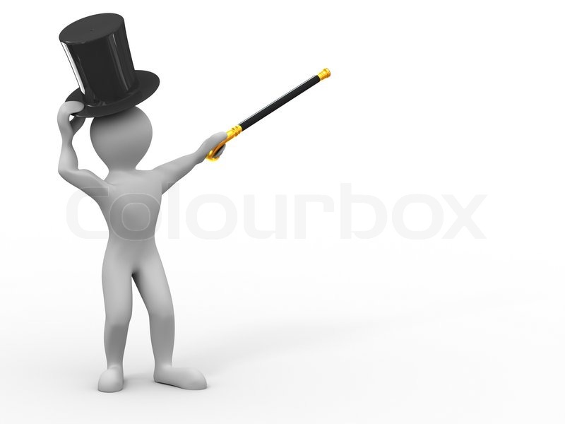 Men with stick and hat. 3d | Stock image | Colourbox