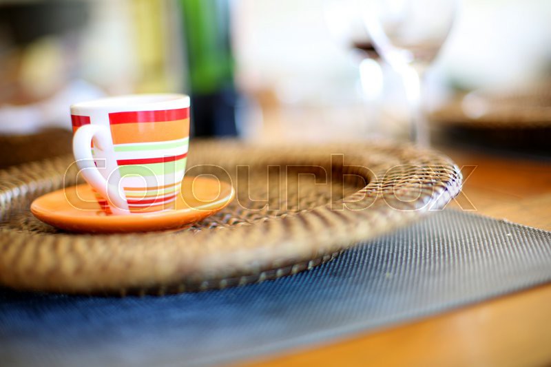 Cup of coffee set on table | Stock image | Colourbox