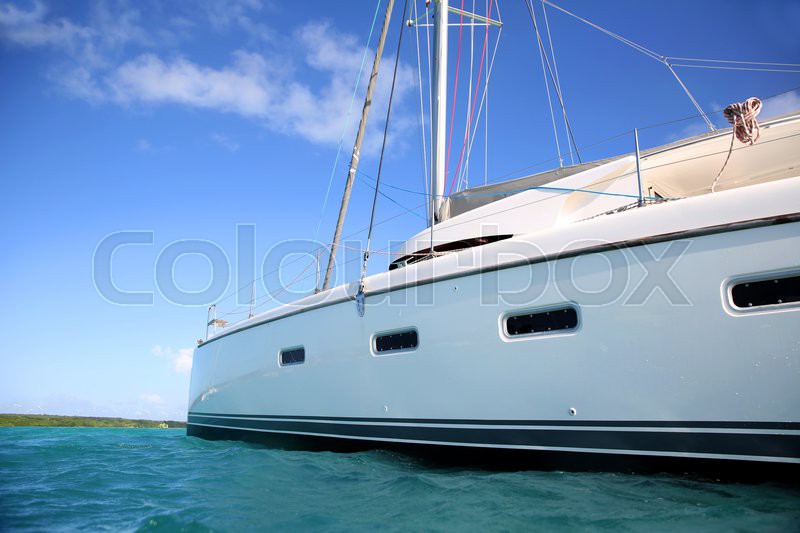 View of catamaran in caribbean water | Stock image | Colourbox