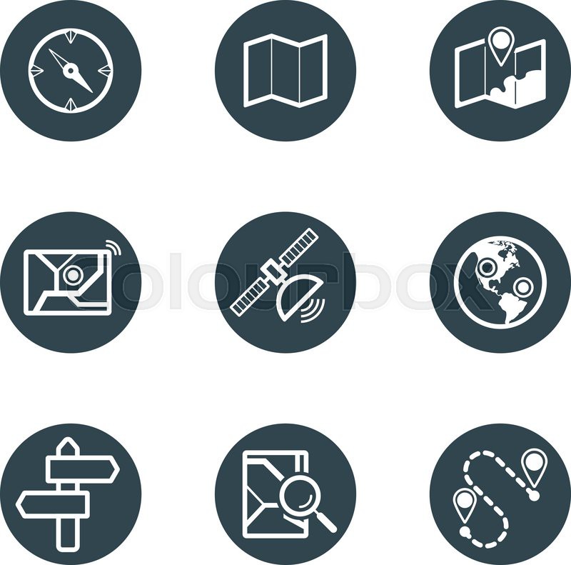 Cartography and topography icon set. ... | Stock vector | Colourbox