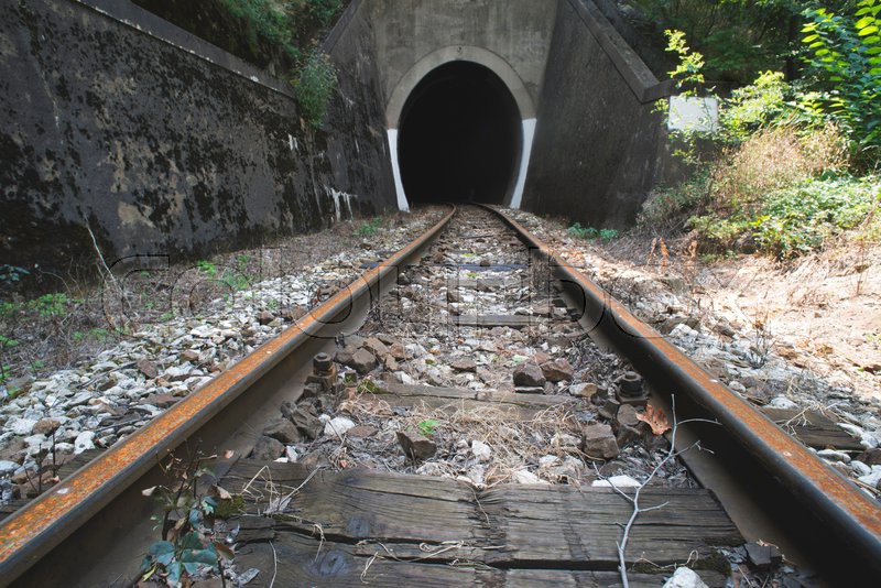 Train tunnel. Exterior railway road. ... | Stock Photo | Colourbox