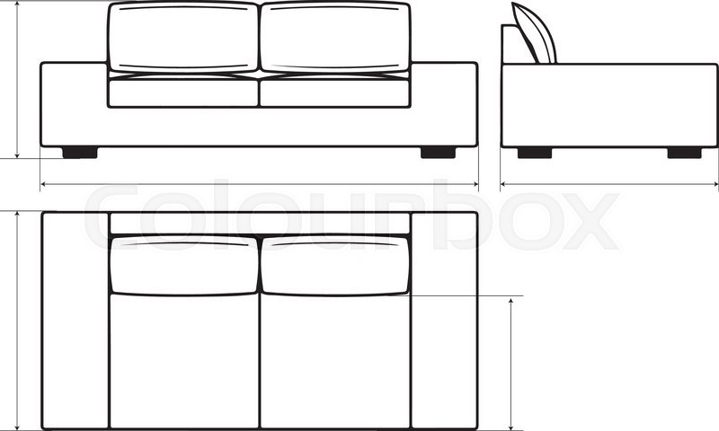 Drawing of modern sofas, basic ... | Stock vector | Colourbox