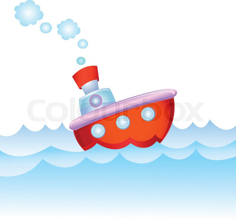 Cartoon boat with water, vector ... | Stock vector | Colourbox