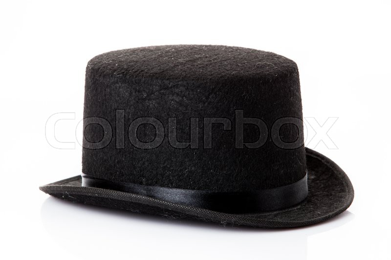 Black hat on white background. | Stock image | Colourbox