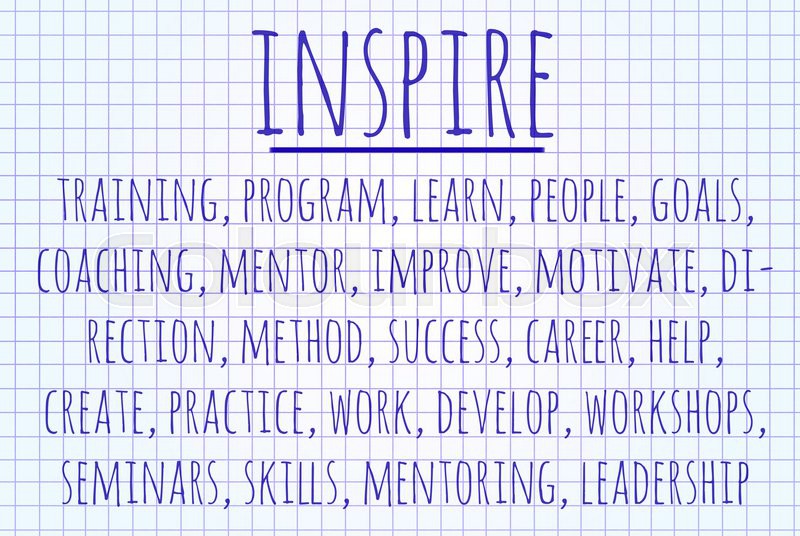 Inspire word cloud written on a piece ... | Stock image | Colourbox