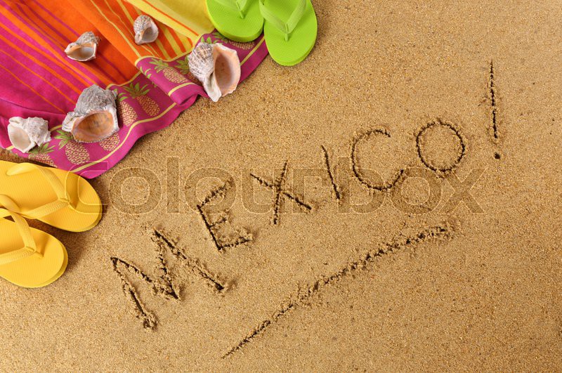 Mexico beach background with towel and ... | Stock image | Colourbox