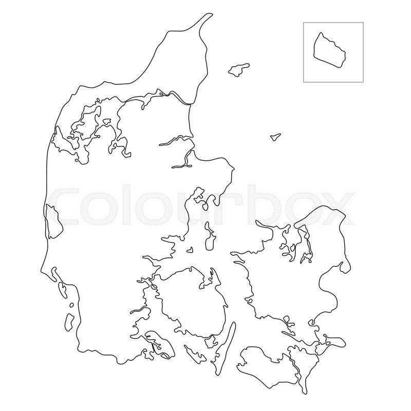 Danmarkskort i sort streg | Stock vektor | Colourbox