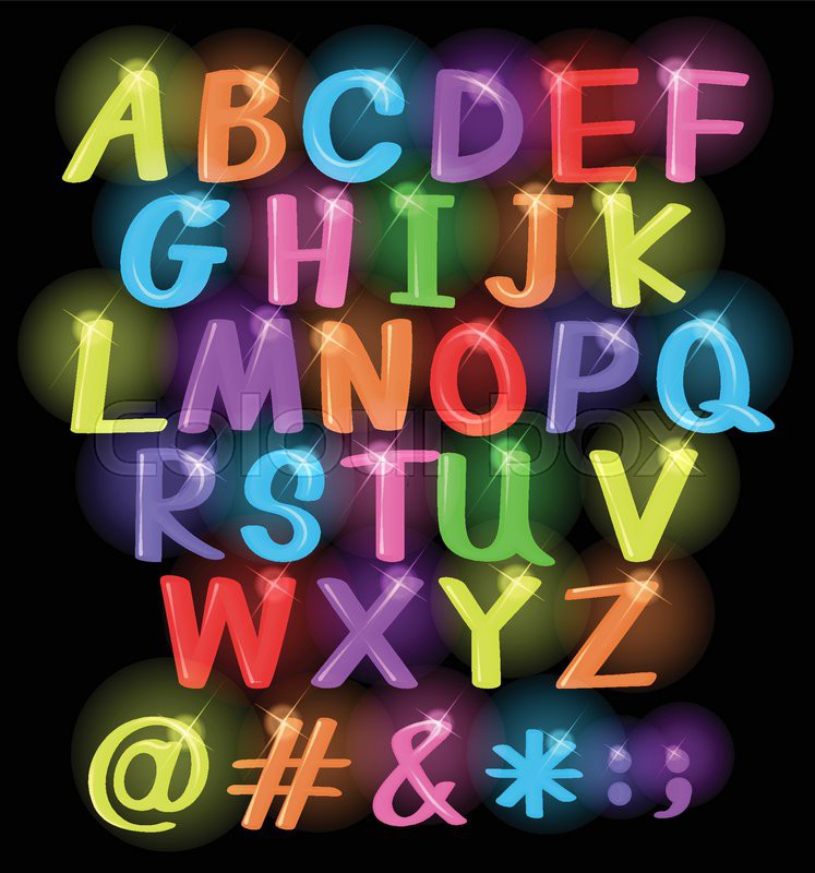 Neon coloured letters of the alphabet | Stock vector | Colourbox