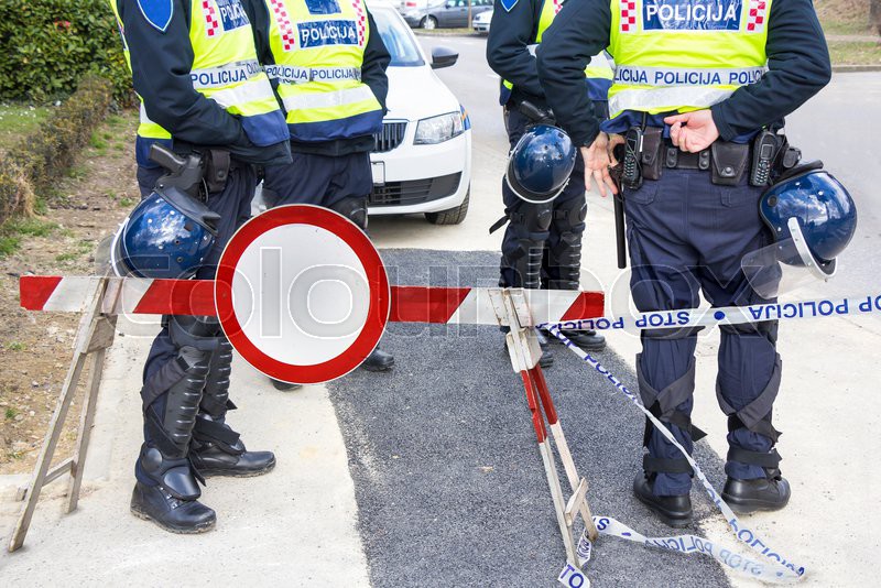Police officers in hi-visibility ... | Stock image | Colourbox
