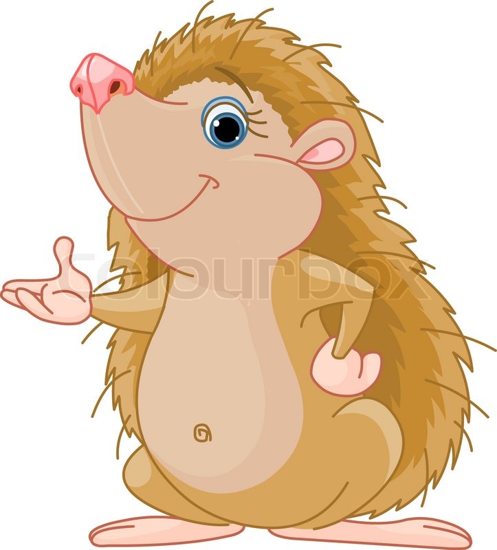 Cute little Hedgehog presenting | Stock vector | Colourbox