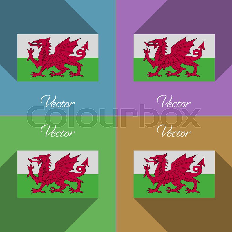 Flags of Wales. Set of colors flat ... | Stock vector | Colourbox