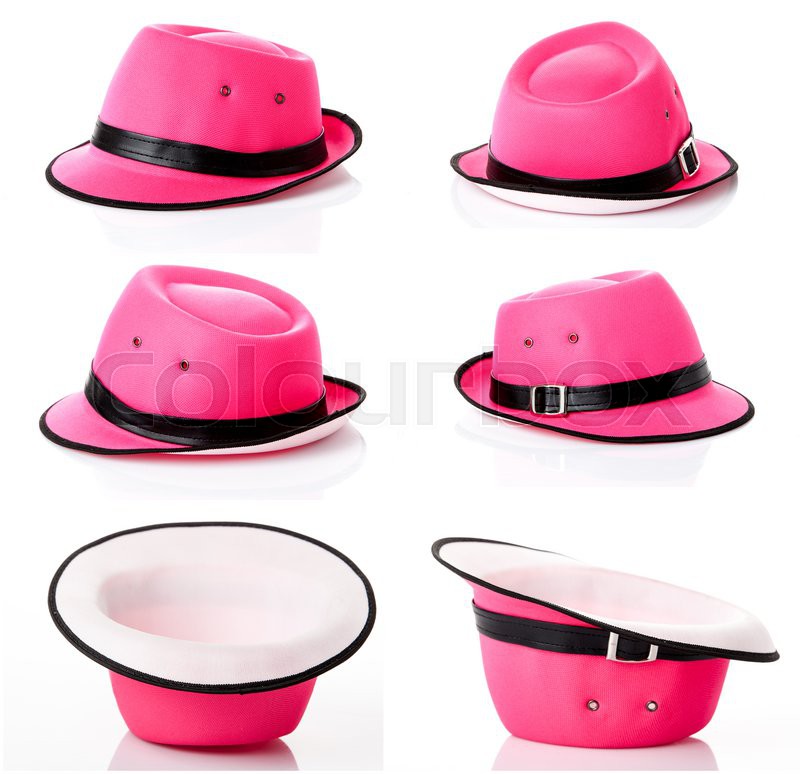 Collection pink hat on white background | Stock image | Colourbox