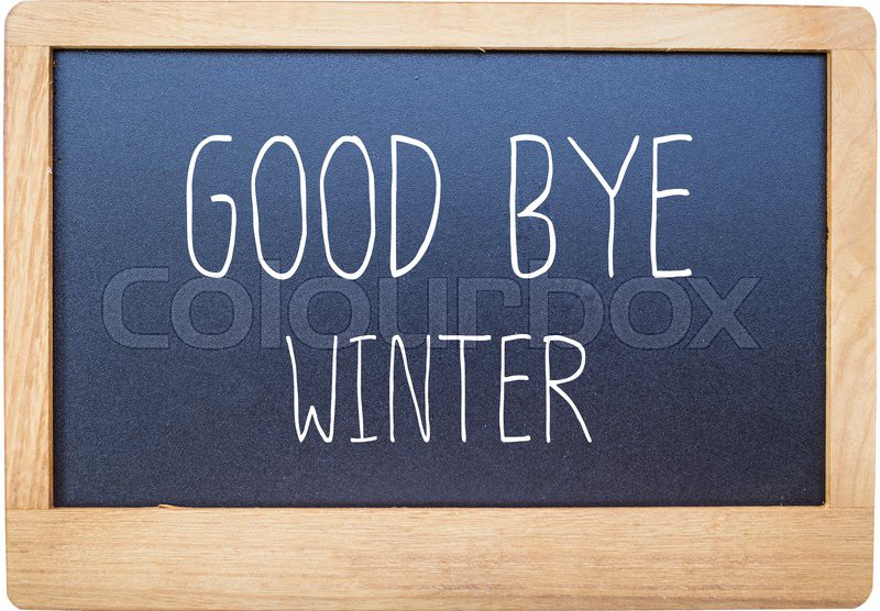 Good bye winter on Blank blackboard ... | Stock image | Colourbox