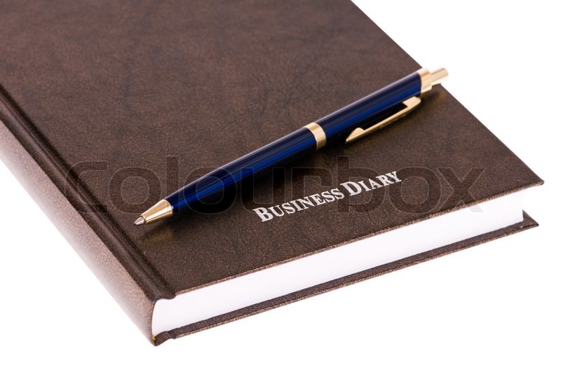 Brown business diary isolated on white ... | Stock image | Colourbox