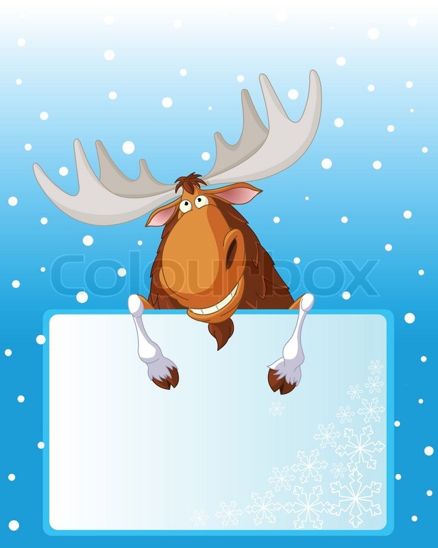 Funny moose holding place card for ... | Stock vector | Colourbox