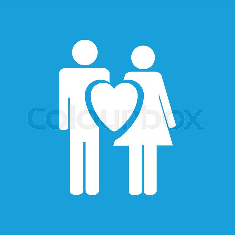 Love web white icon isolated on a blue ... | Stock vector | Colourbox