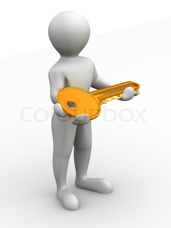 Man with key. 3d | Stock image | Colourbox