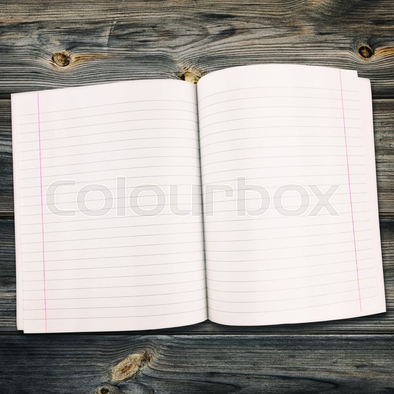 Open Notebook On The Wooden Background | Stock image | Colourbox
