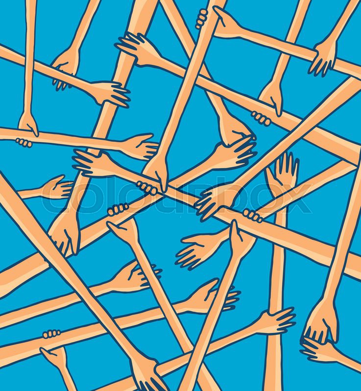 Cartoon illustration of helping hands ... | Stock vector | Colourbox